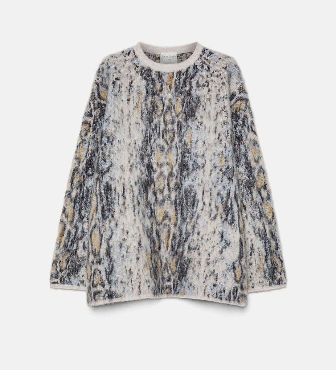 round–neck alpaca sweater in a jacquard “plumes de python” pattern ...