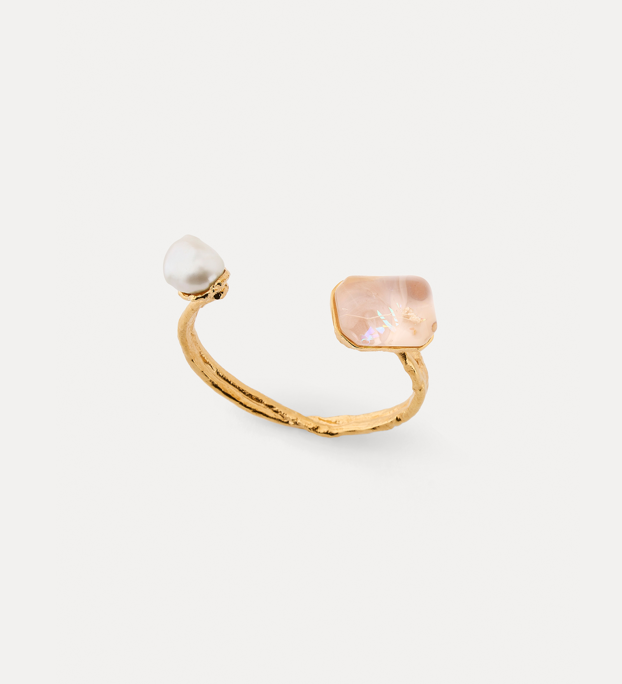 sculptural bracelet with iridescent resin and pearl perla | forte_forte