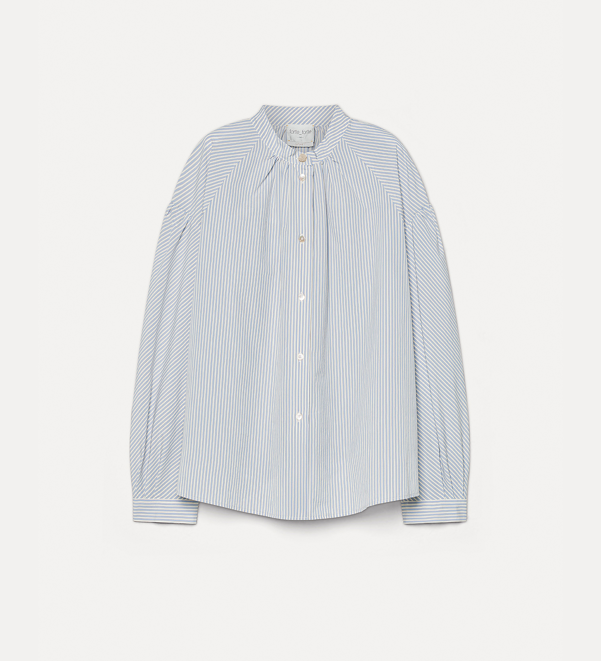 striped boho shirt in cotton ceruleo | forte_forte