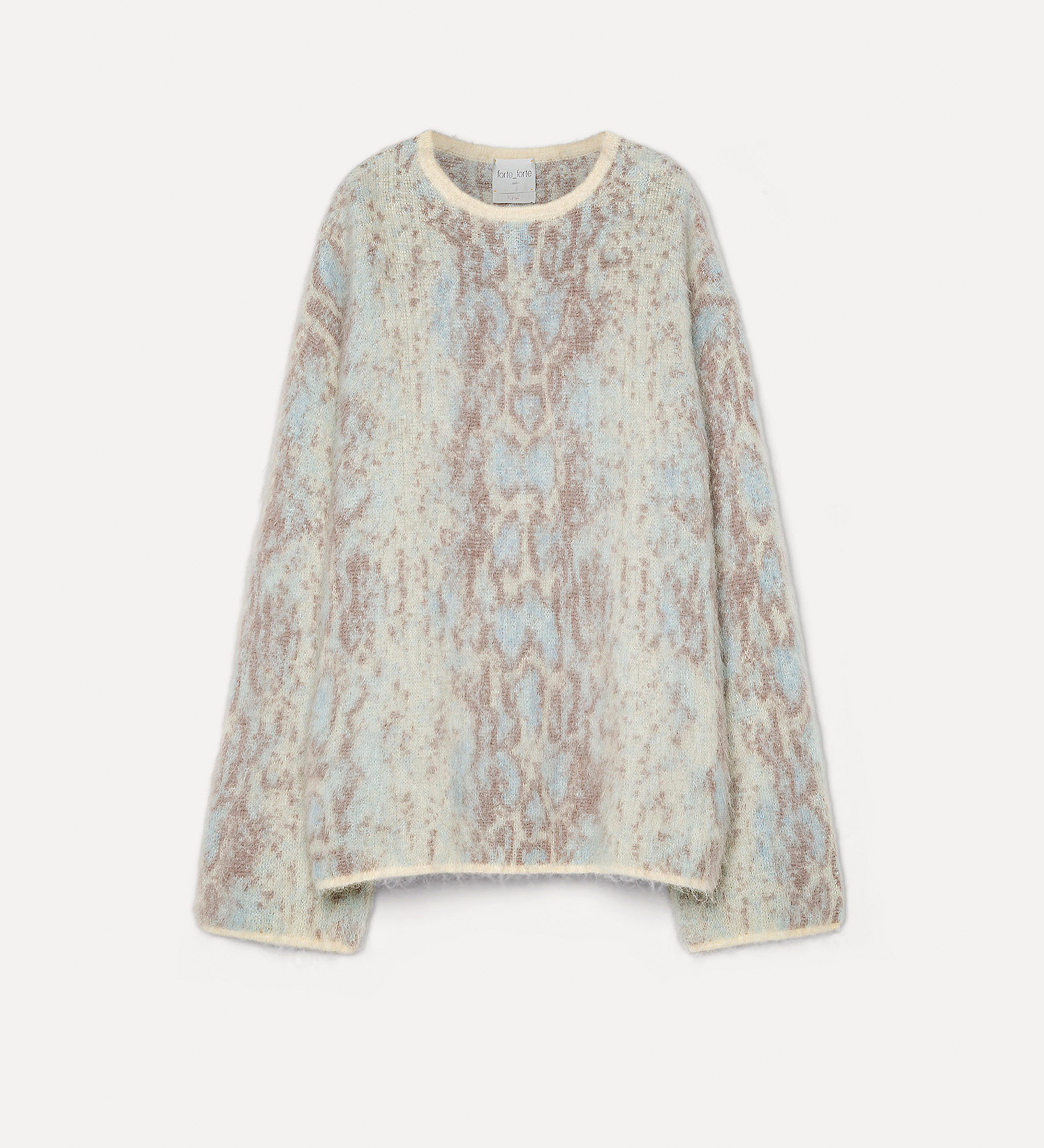 round–neck alpaca sweater in a jacquard “plumes de python” pattern ...