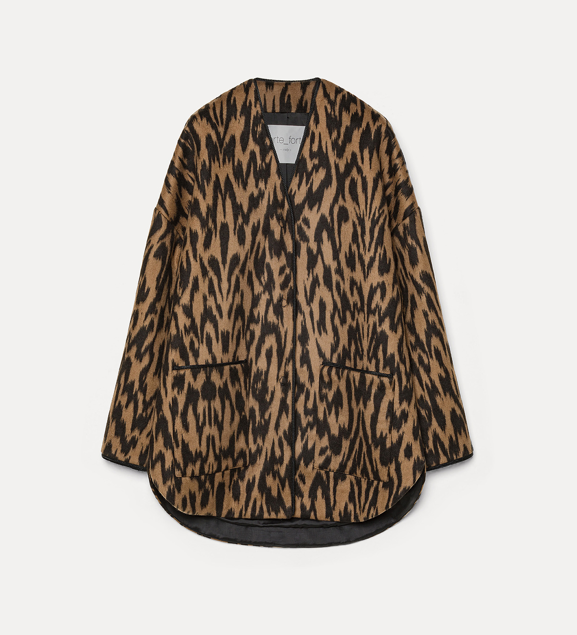 jacket in “moiré” effect cloth antique gold | forte_forte