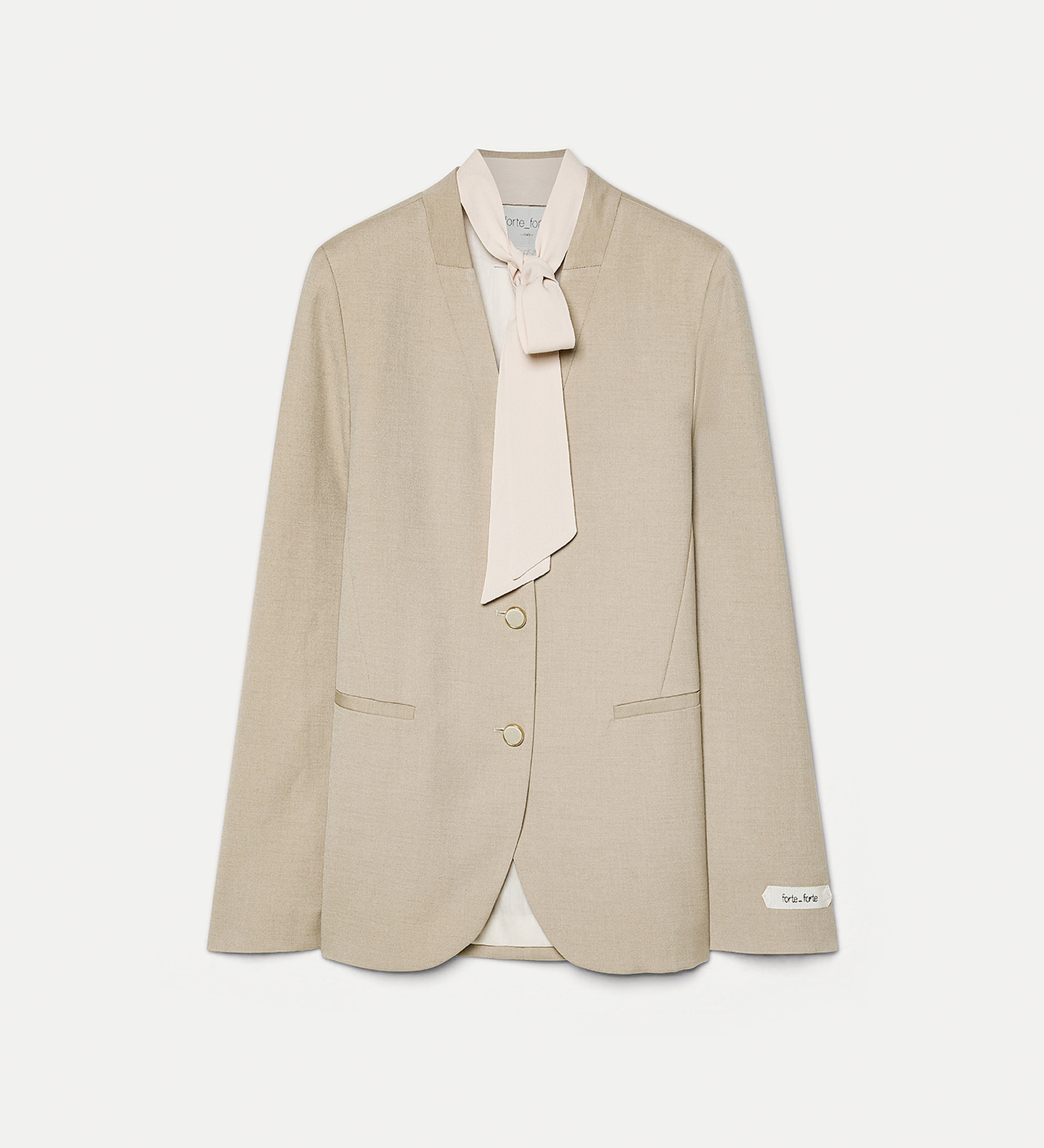 giacca con sciarpina grain de poudre sand | forte_forte