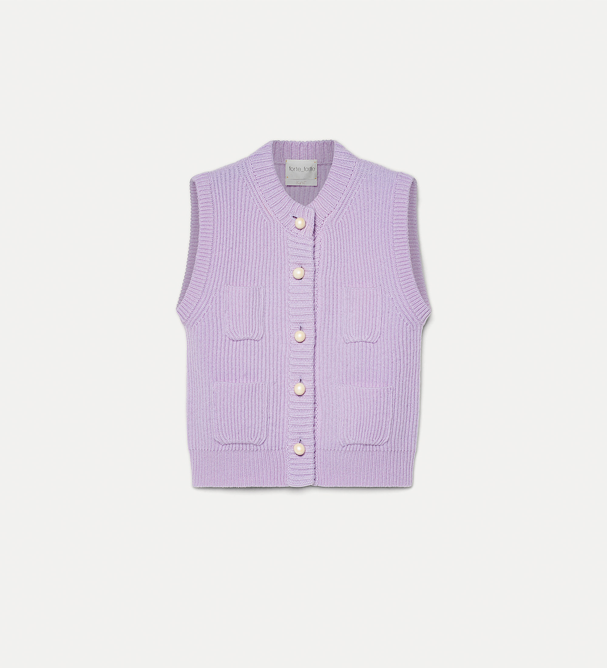 gilet a costa inglese in cashmere e lana lilac | forte_forte