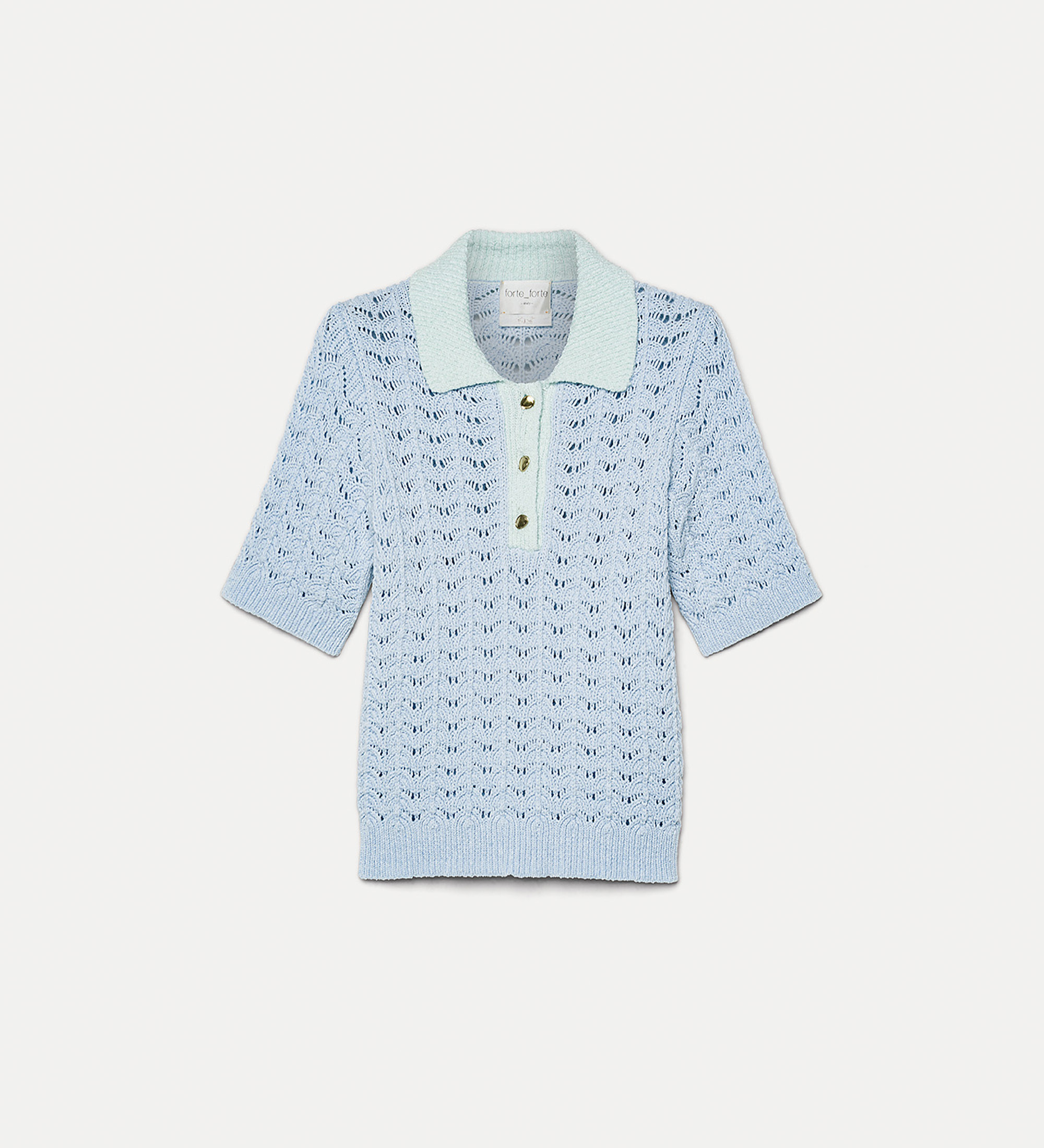elegant cotton polo shirt azure | forte_forte