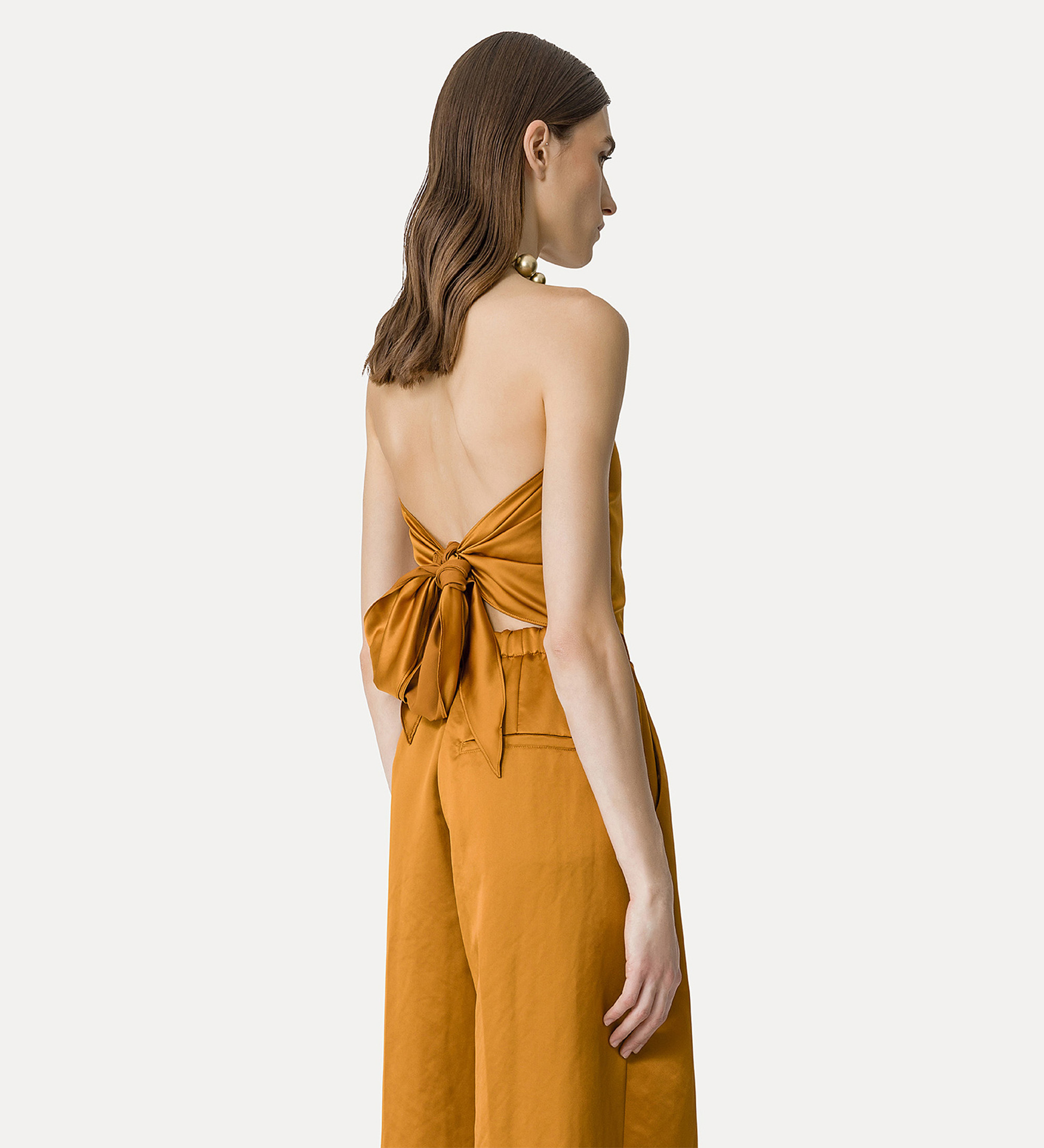 bustier top with sash in contemporary duchesse copper | forte_forte