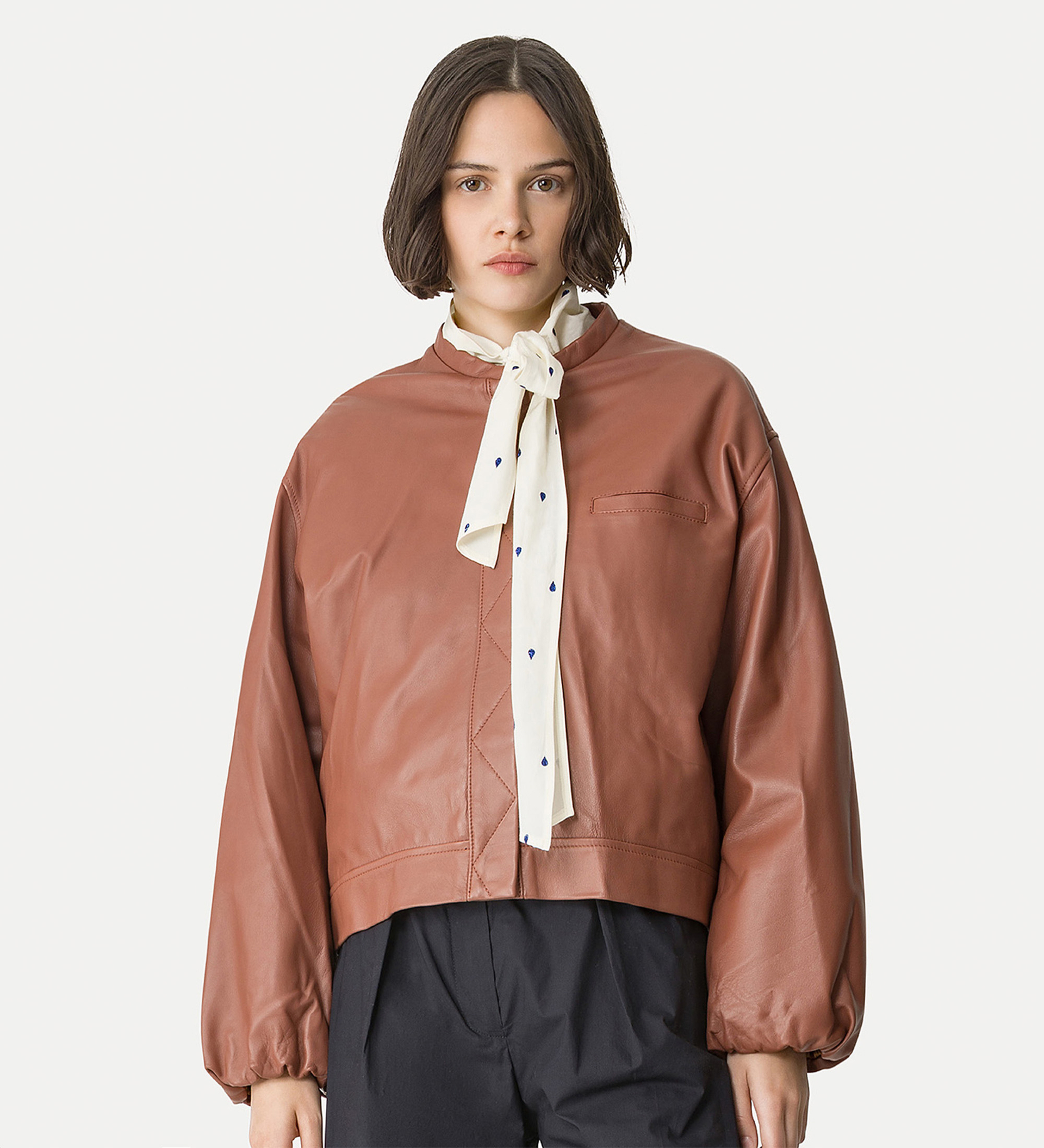 nappa leather bomber jacket mousse | forte_forte