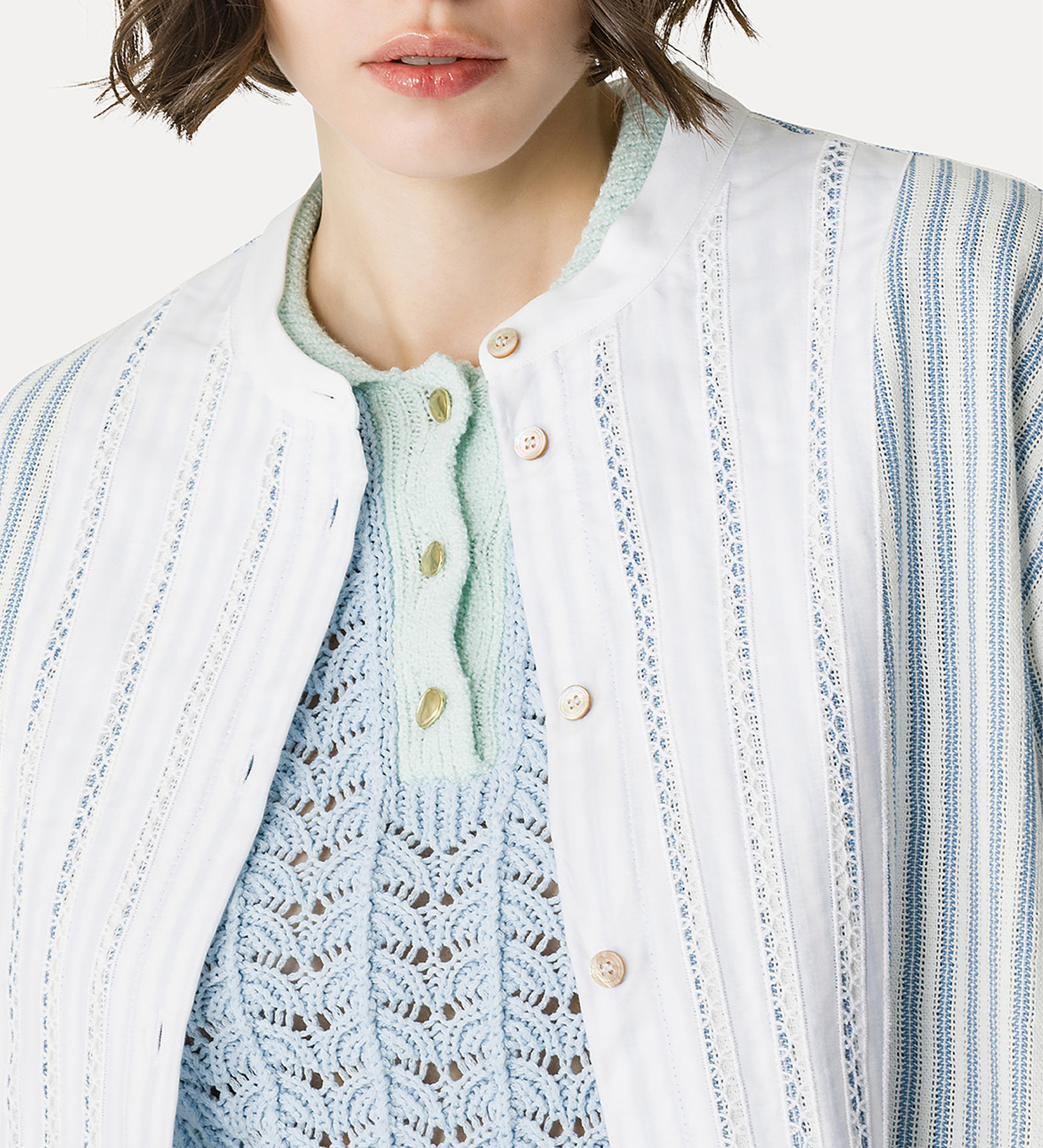 long shirt with english—style stitching azure | forte_forte