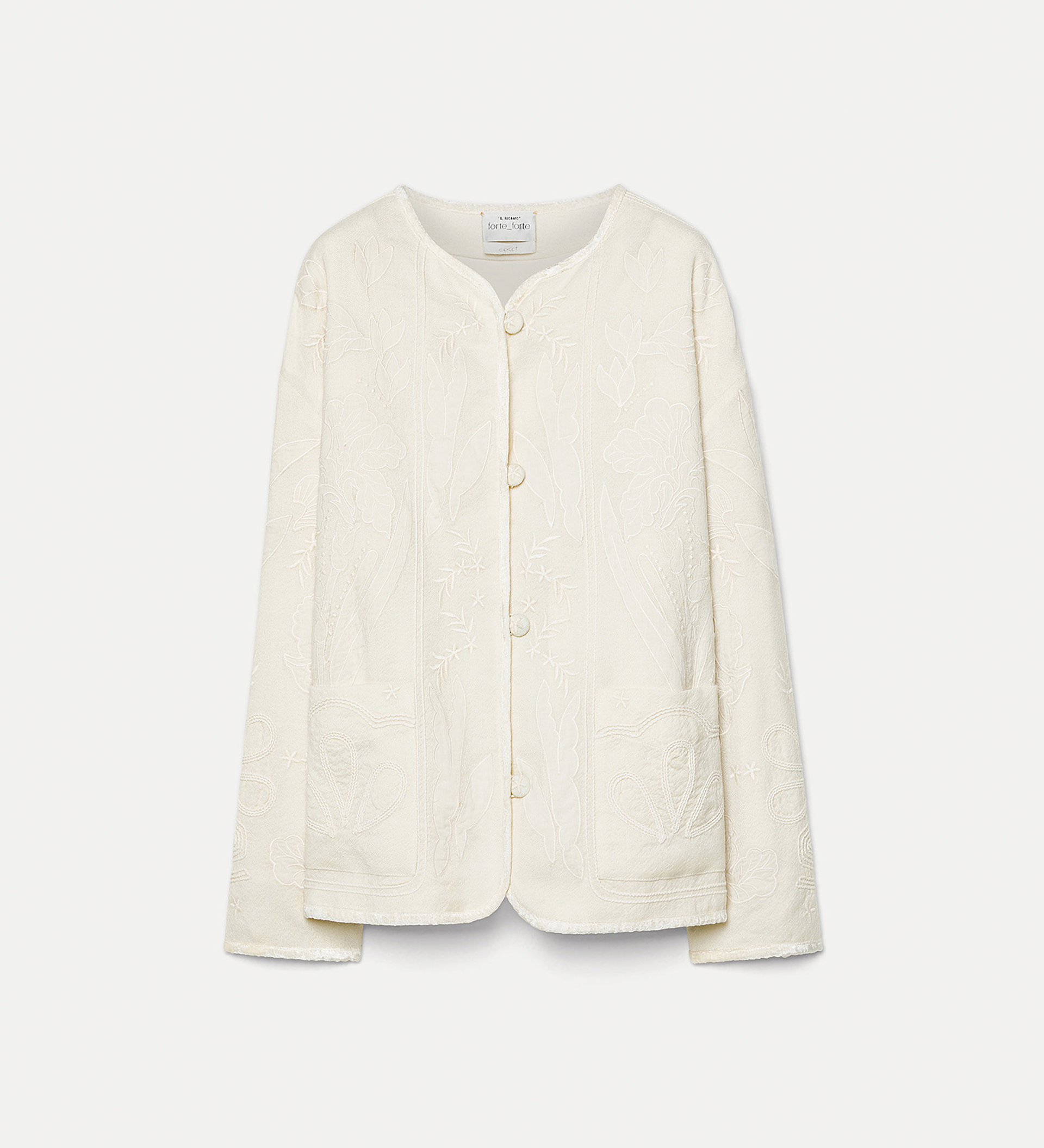 blouson ricamato “iris velvet” avorio | forte_forte