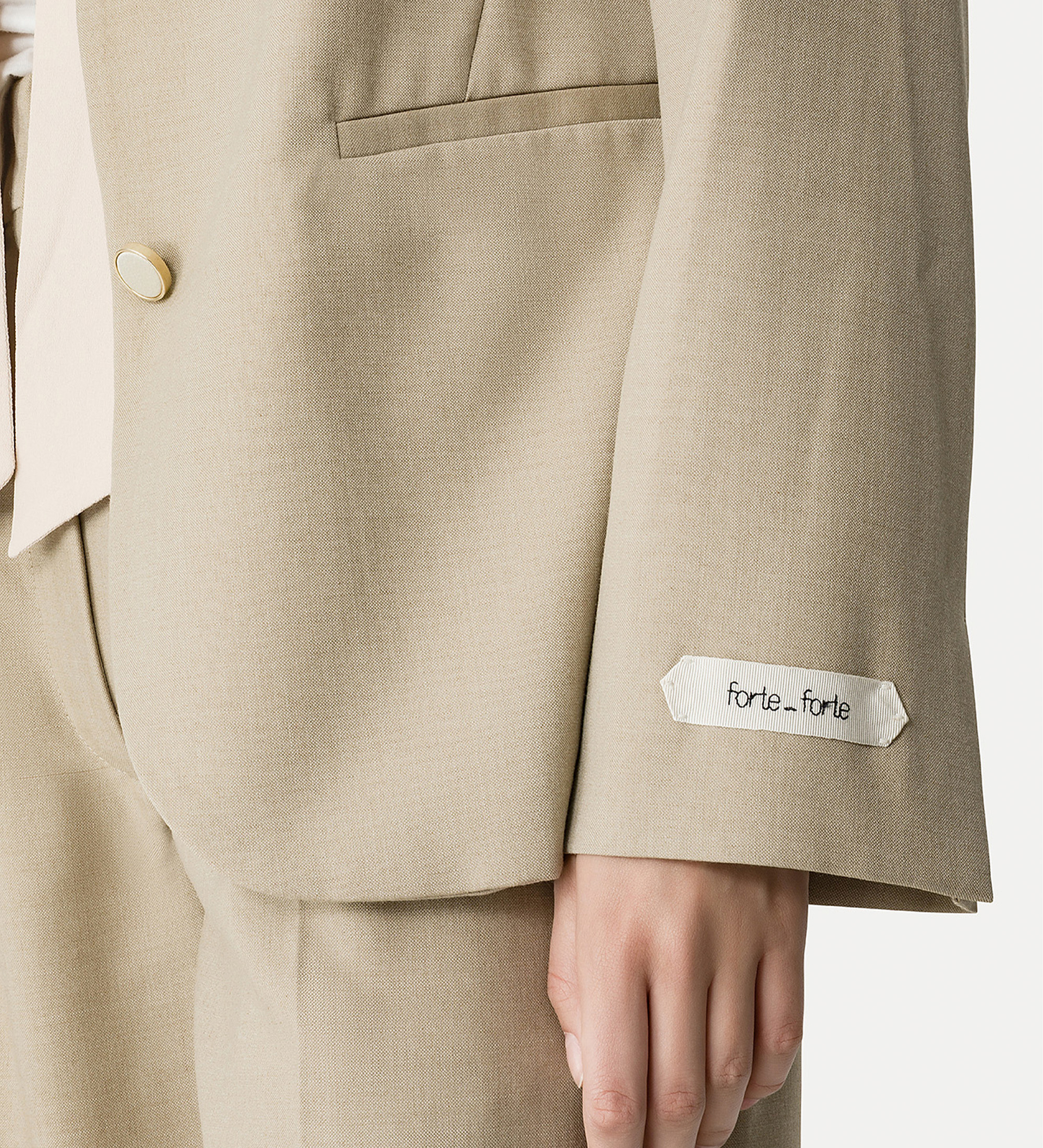 giacca con sciarpina grain de poudre sand | forte_forte