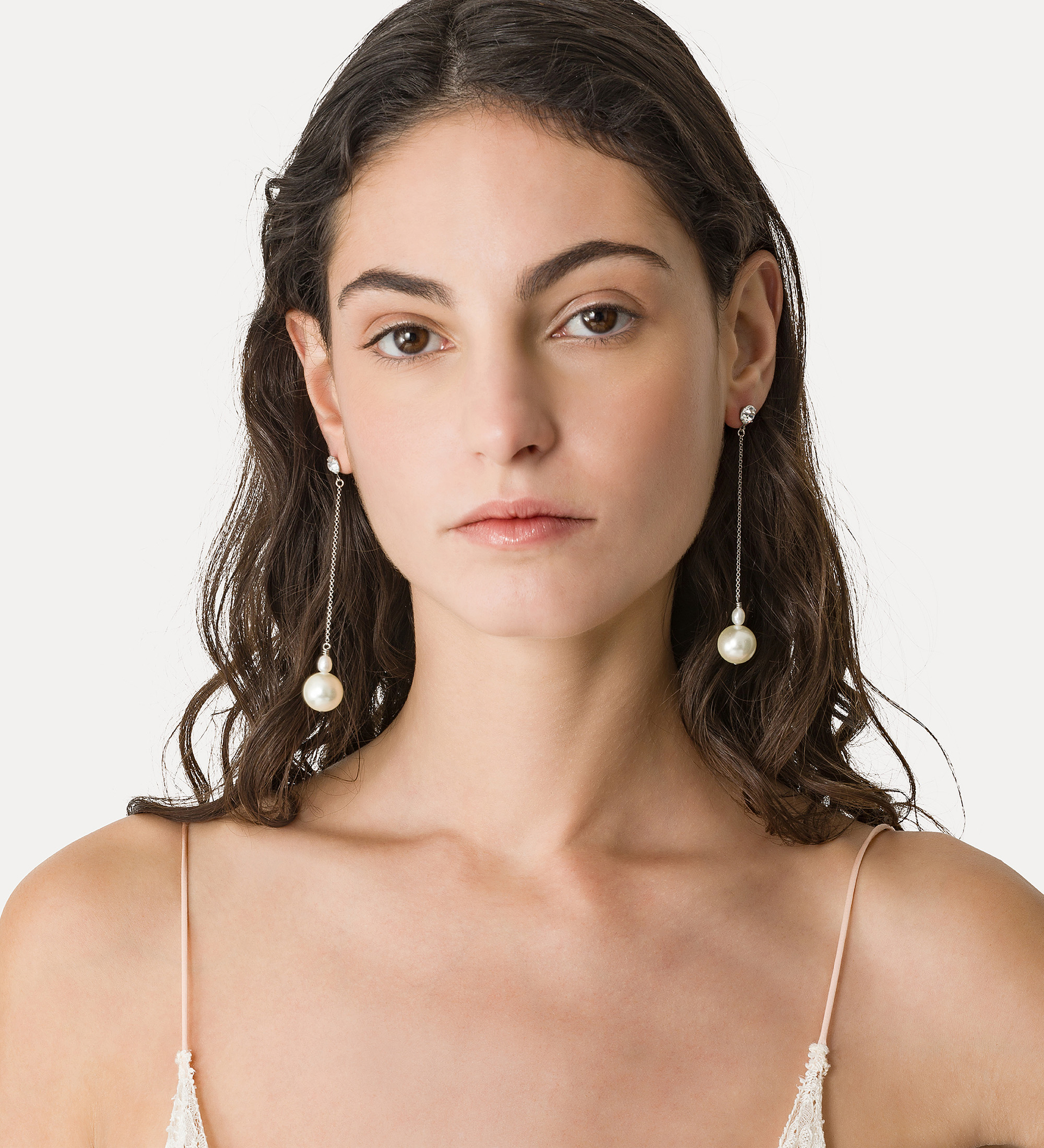 orecchini pendenti con perle e cristalli pearl | forte_forte
