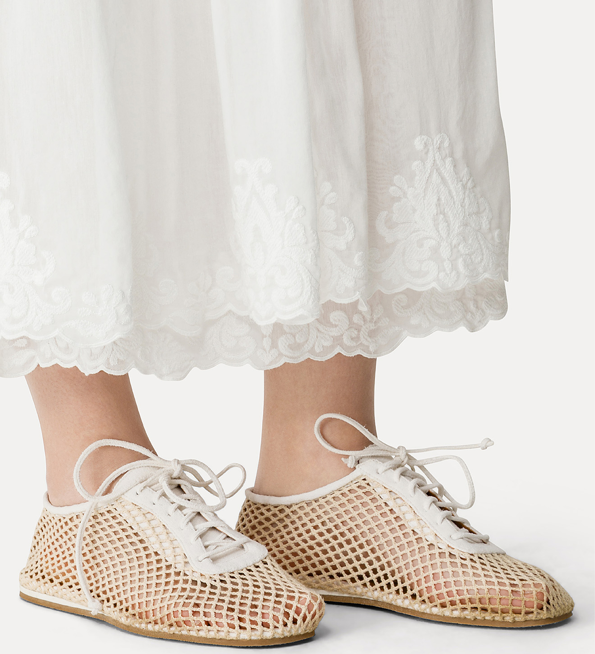 gonna lunga in voile ricamato bianco | forte_forte